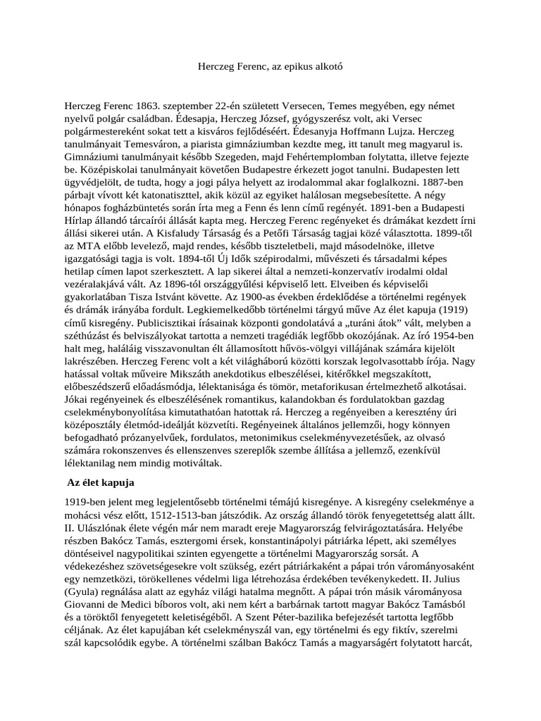 Herczeg Ferenc | PDF