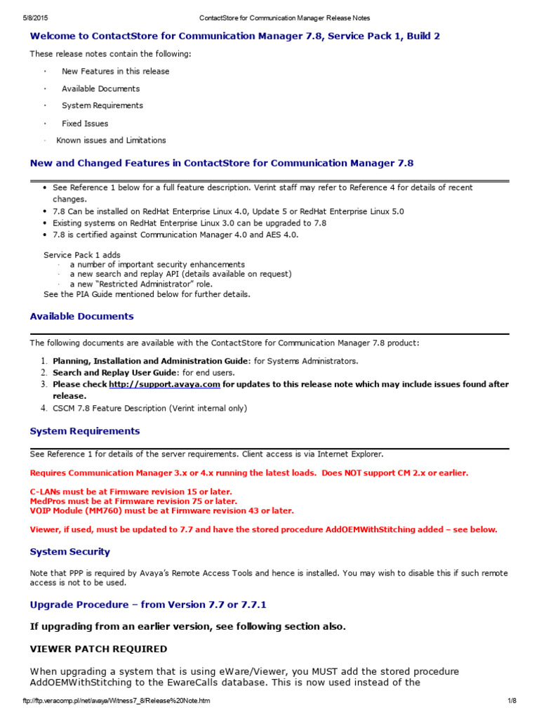 ContactStore 7.8 Release Notes | PDF | Graphical User Interfaces ...