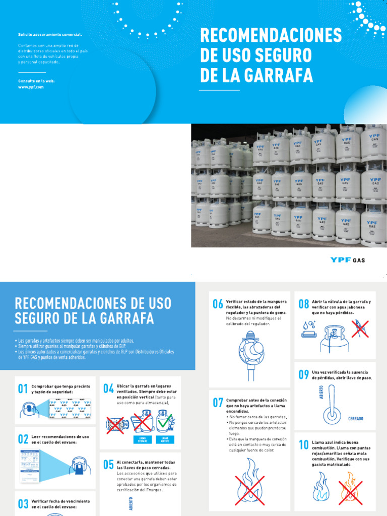 Recomendaciones de Uso Seguro de La Garrafa YPF | PDF