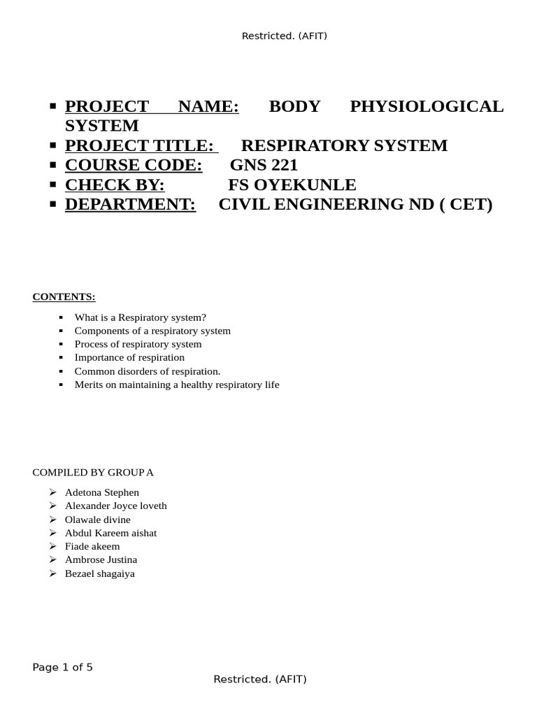 Gns 221 Presentation | PDF | Lung | Respiratory System