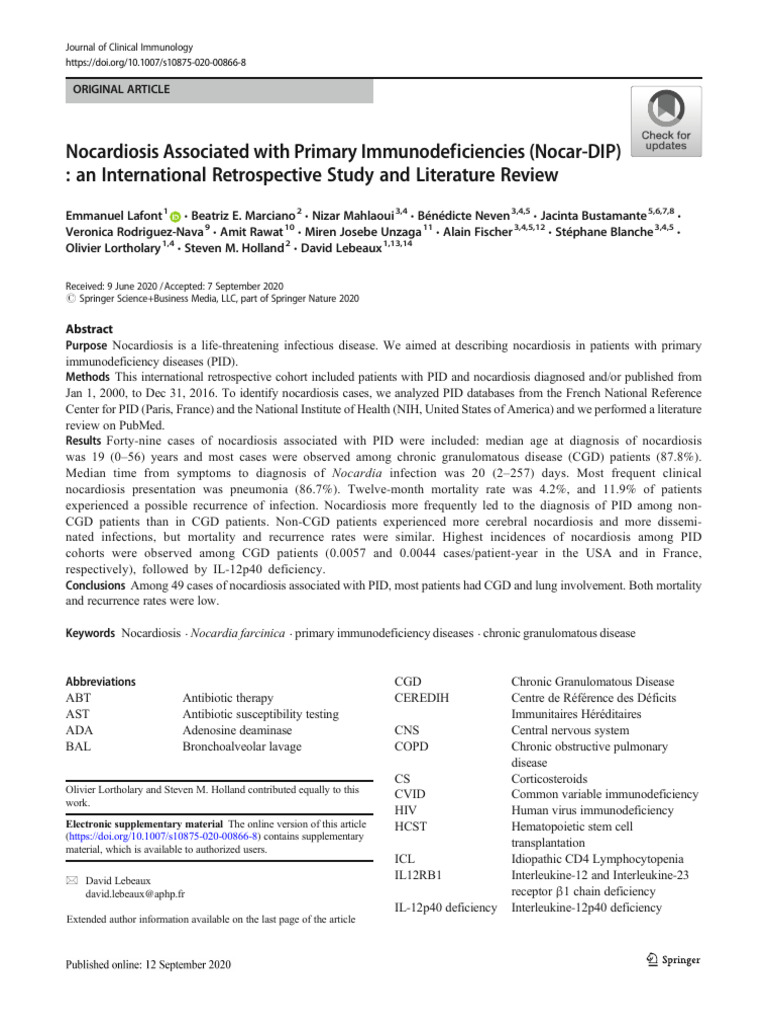 Nocardiosis Associated With Primary Immu | PDF | Immunodeficiency ...