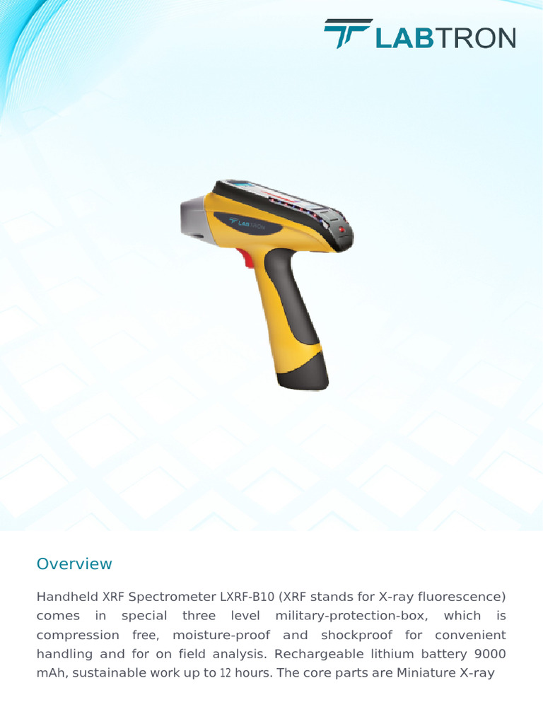 Handheld XRF Spectrometer LXRF B10 | PDF | Physical Sciences