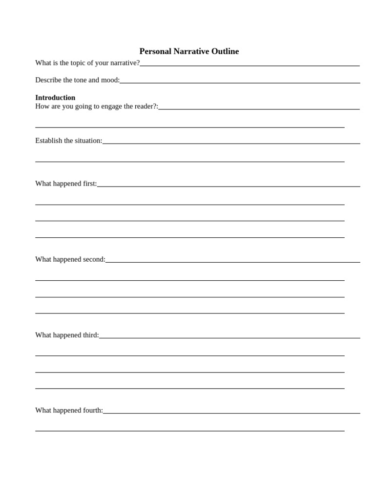 Personal Narrative Outline | PDF