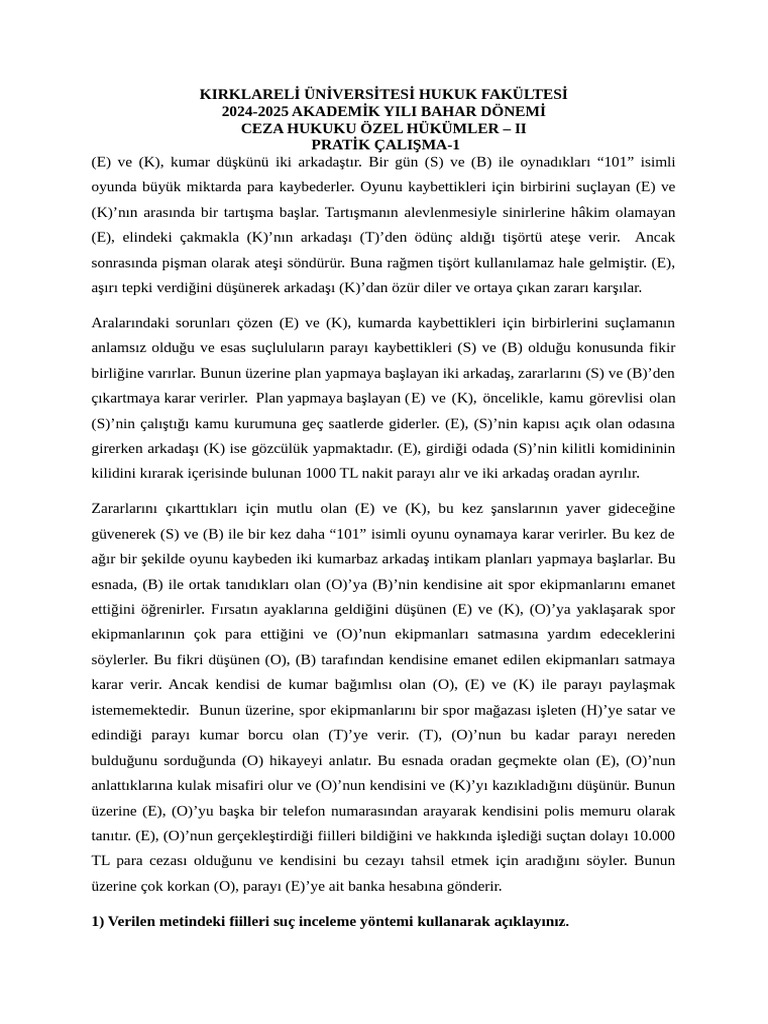 C.H. Özel Hükümler II - Pratik 1 (2025) | PDF