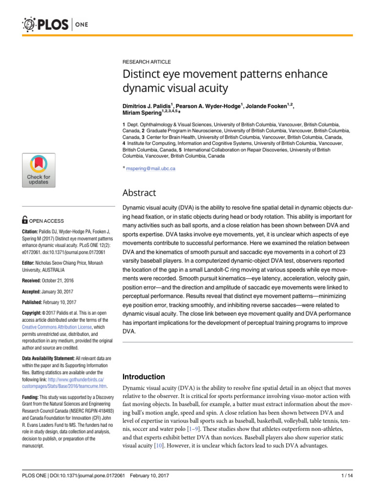 Distinct Eye Movement Patterns Enhance | PDF | Visual Acuity | Light