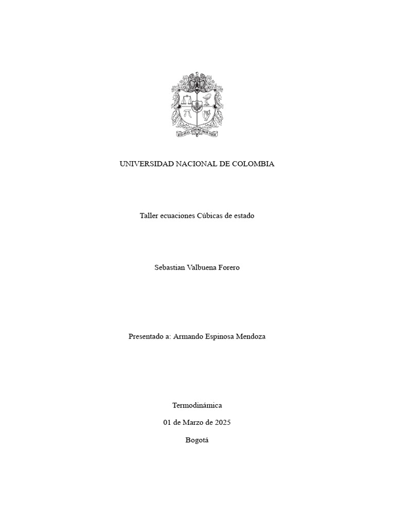 Ecuaciones Cubicas - Sebastian Valbuena | PDF | Gases | Ingeniería mecánica