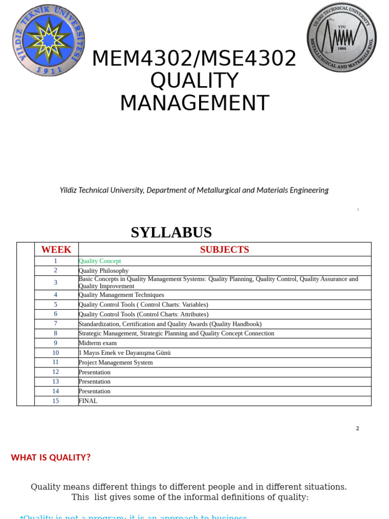 QM Week 1 Quality-Concept | PDF | Quality Assurance | Quality Management