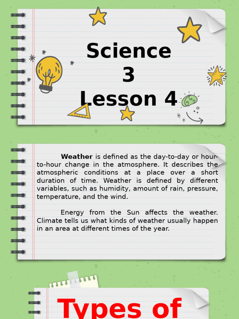 Science 3 Q4 L4 Types of Weather | PDF | Weather | Cloud