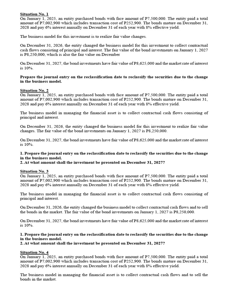 Bond Investment Reclassification Journal Entries | PDF | Bonds (Finance ...