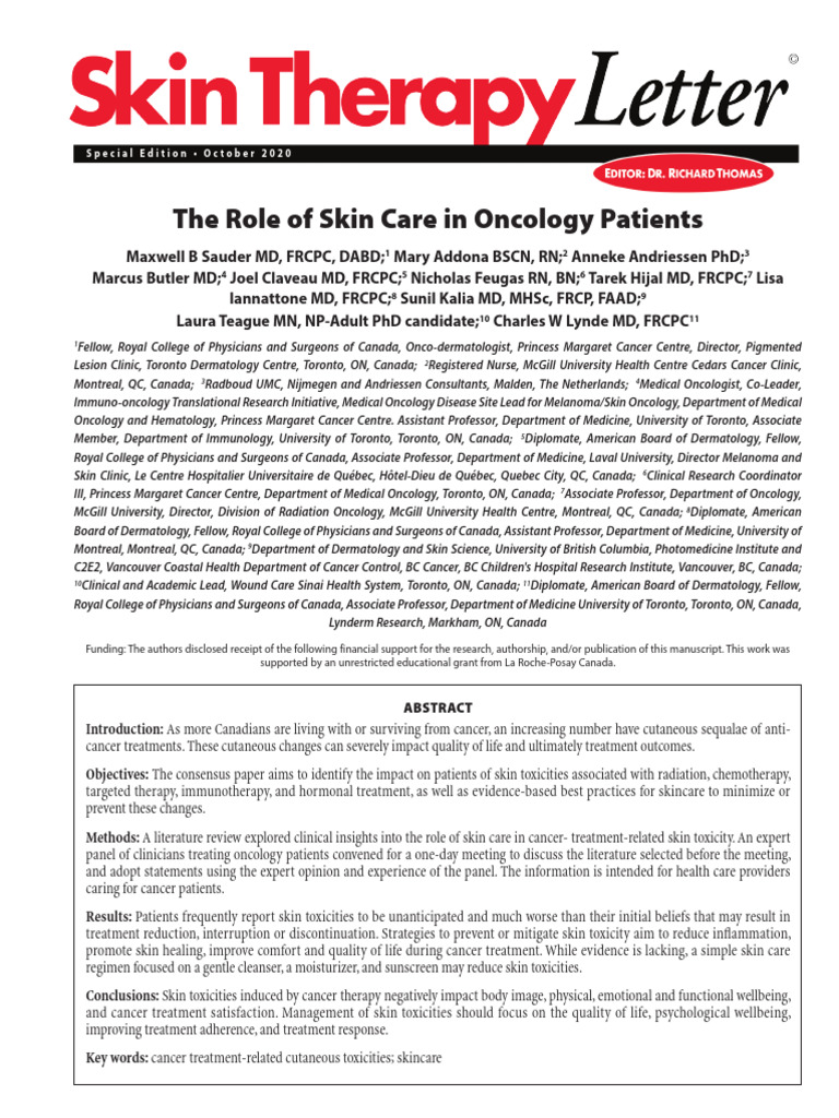 Skin Care Strategies for Oncology Patients | PDF | Cancer | Radiation ...
