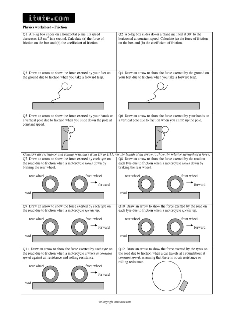 Friction Physics Worksheet | PDF | Friction | Force