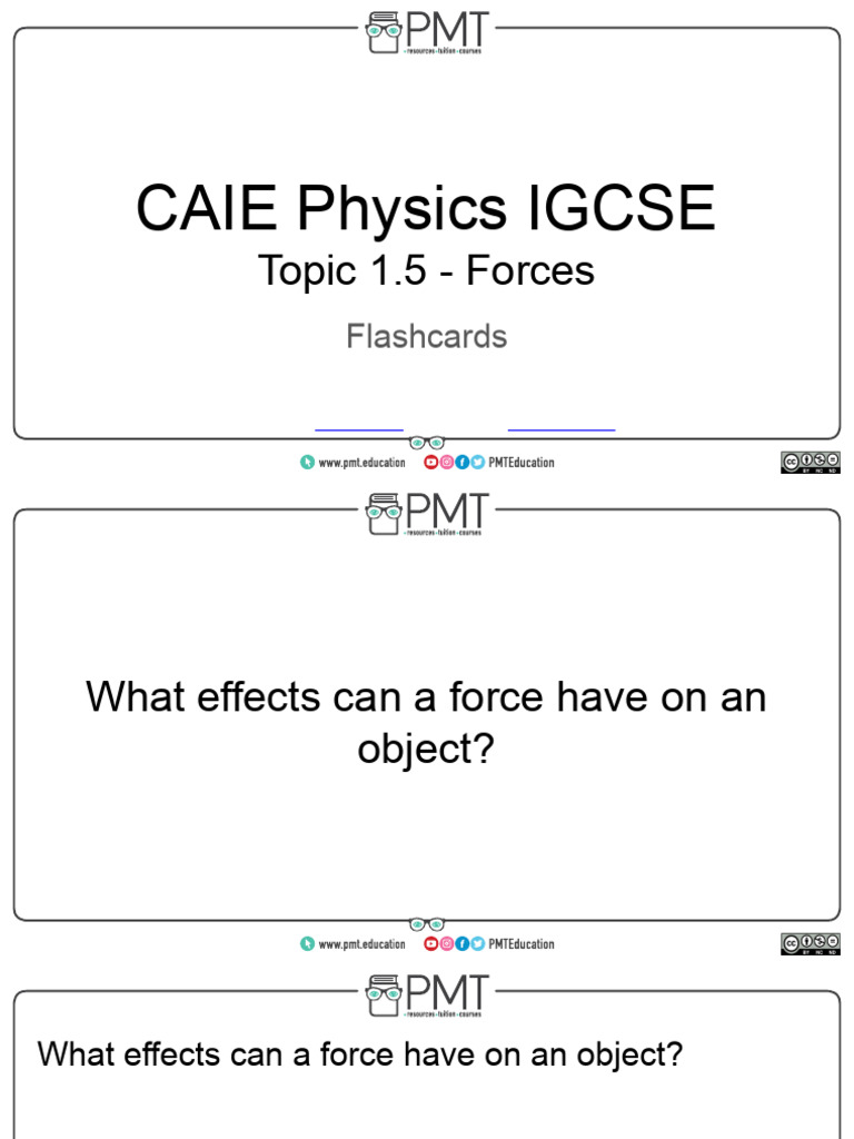 Flashcards - Topic 1.5 Forces - CAIE Physics IGCSE (1) | PDF | Force | Friction