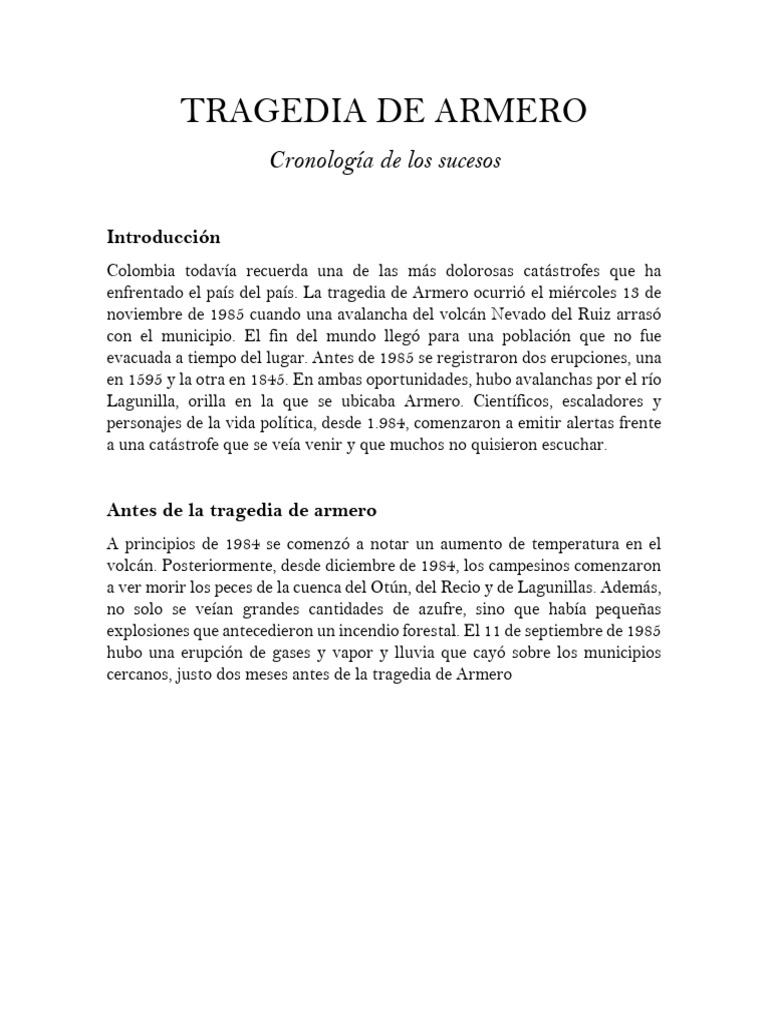 Tragedia de Armero: Causas y Consecuencias | PDF