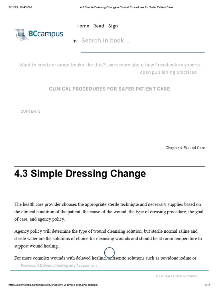 4.3 Simple Dressing Change - Clinical Procedures For Safer Patient Care ...