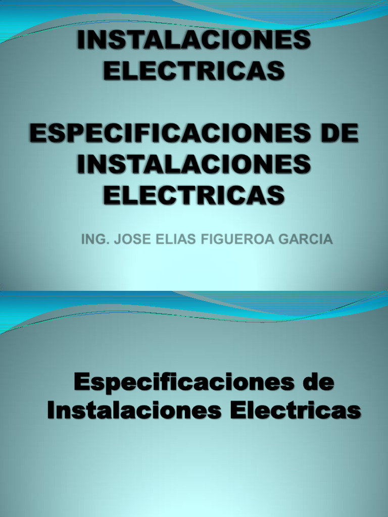Especificaciones de Instalaciones Electricas | PDF | Cambiar | Corriente eléctrica