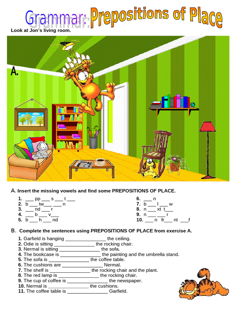 Prepositions of Place Exercises | PDF