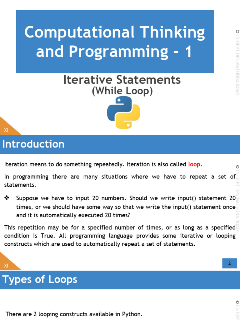 Class 11 - Presentation # 5 - Iterative Statements - while loop | PDF ... Class 11 - Presentation # 5 - Iterative Statements - while loop | PDF ...