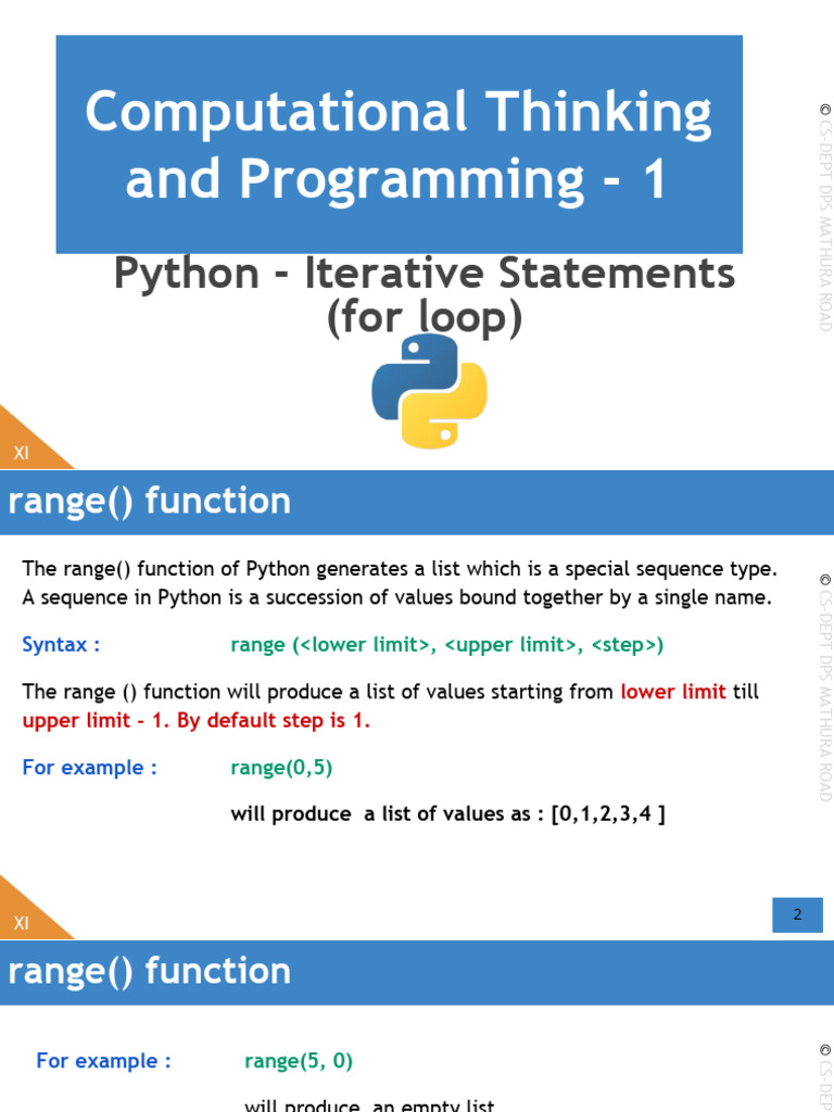 Class 11 - Presentation # 5 - Iterative Statements - For Loop | PDF | Control Flow | Computer ...