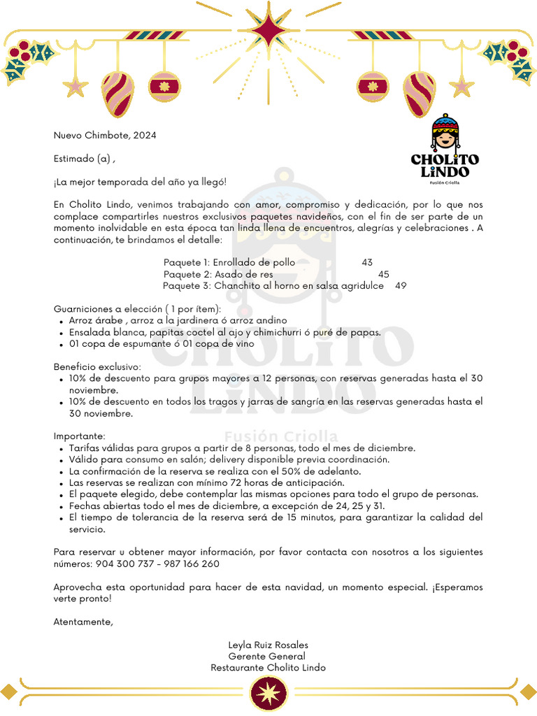 Paquetes Navideños Cholito Lindo 24 | PDF