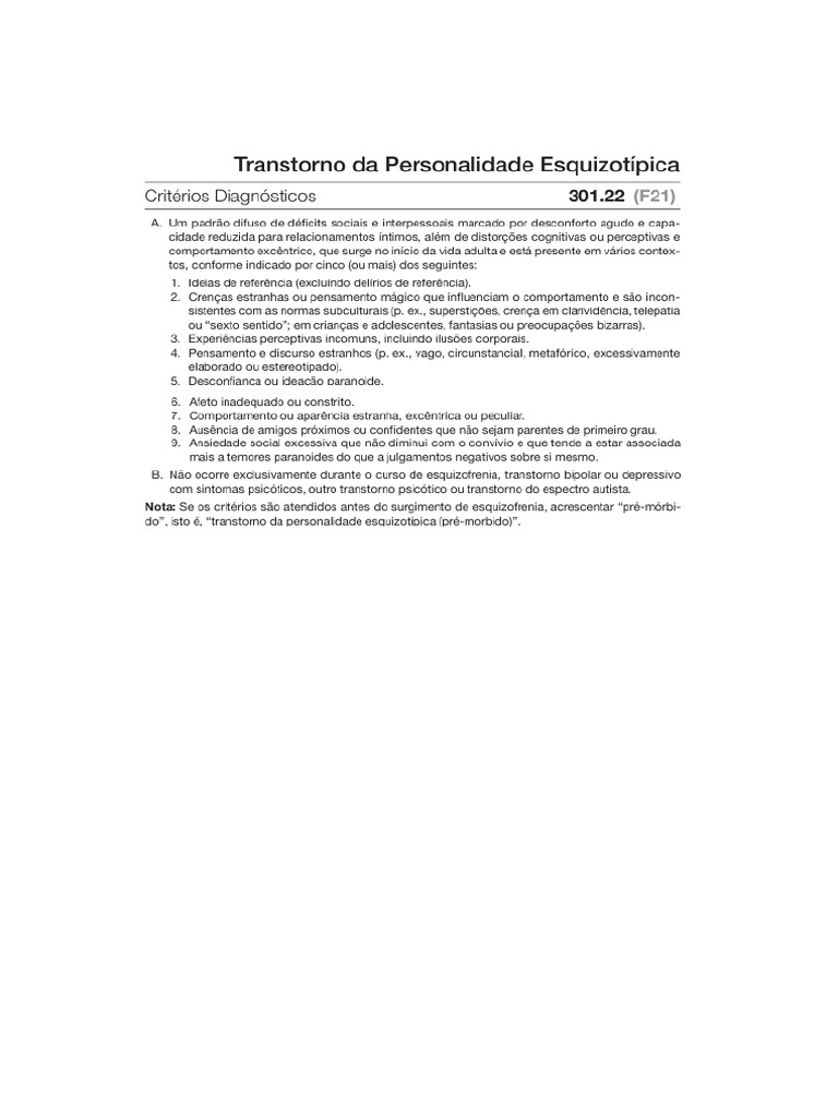 Transt. Personalidade Esquizotípica | PDF