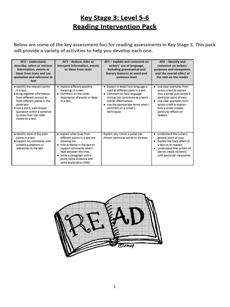 KS3 Reading Intervention Activities | PDF | Adolescence | Verb