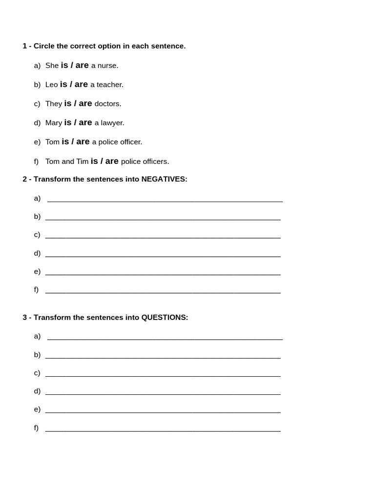 TO BE present (affirmative, negative) | PDF