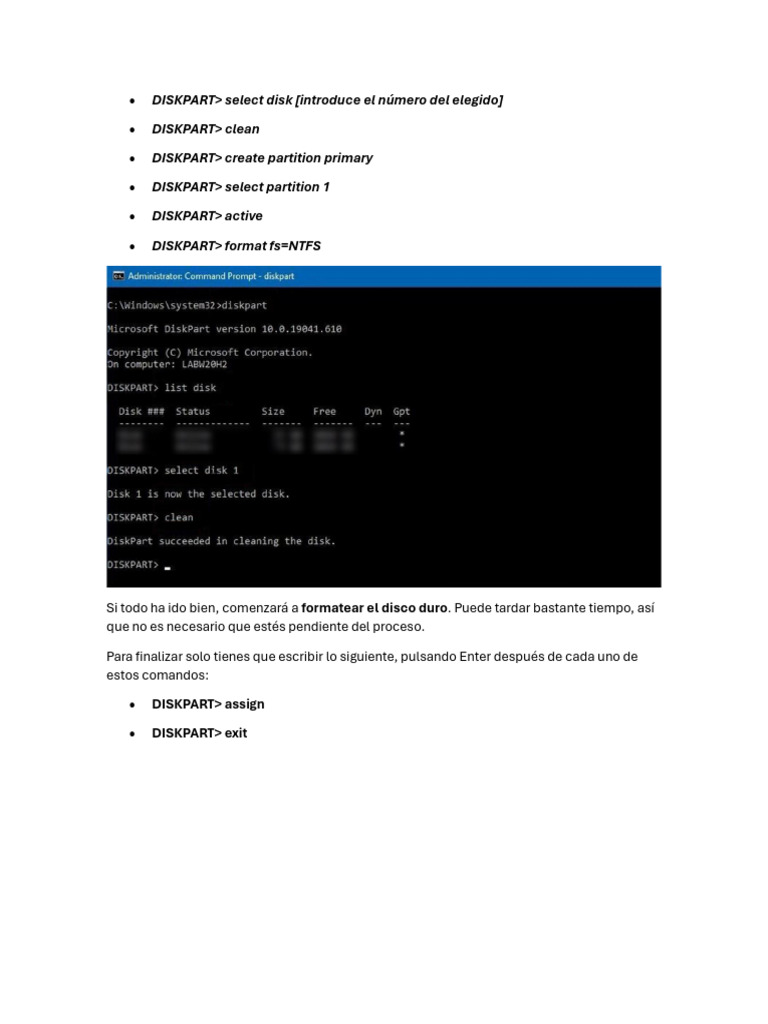 Formatear Desde Diskpart Usb | PDF