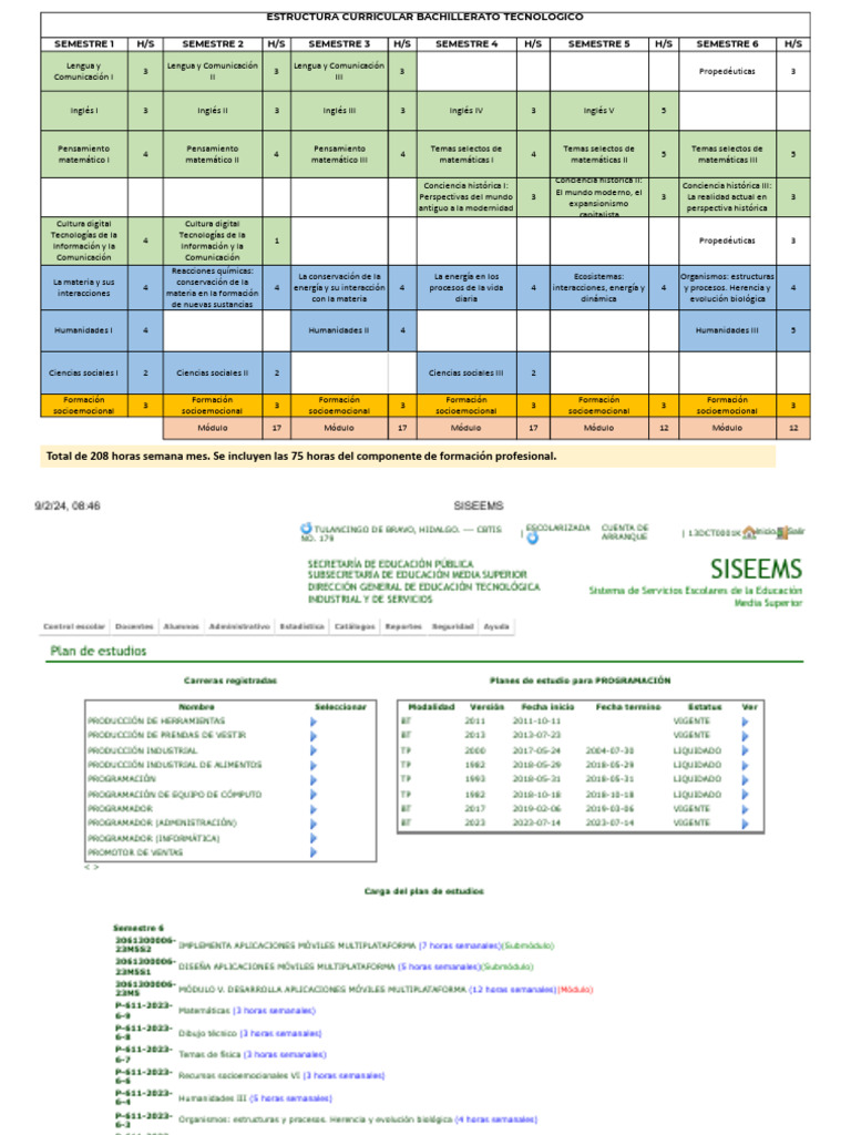 Mapa Curricular CBTIS 179 | PDF | Importar | Informática