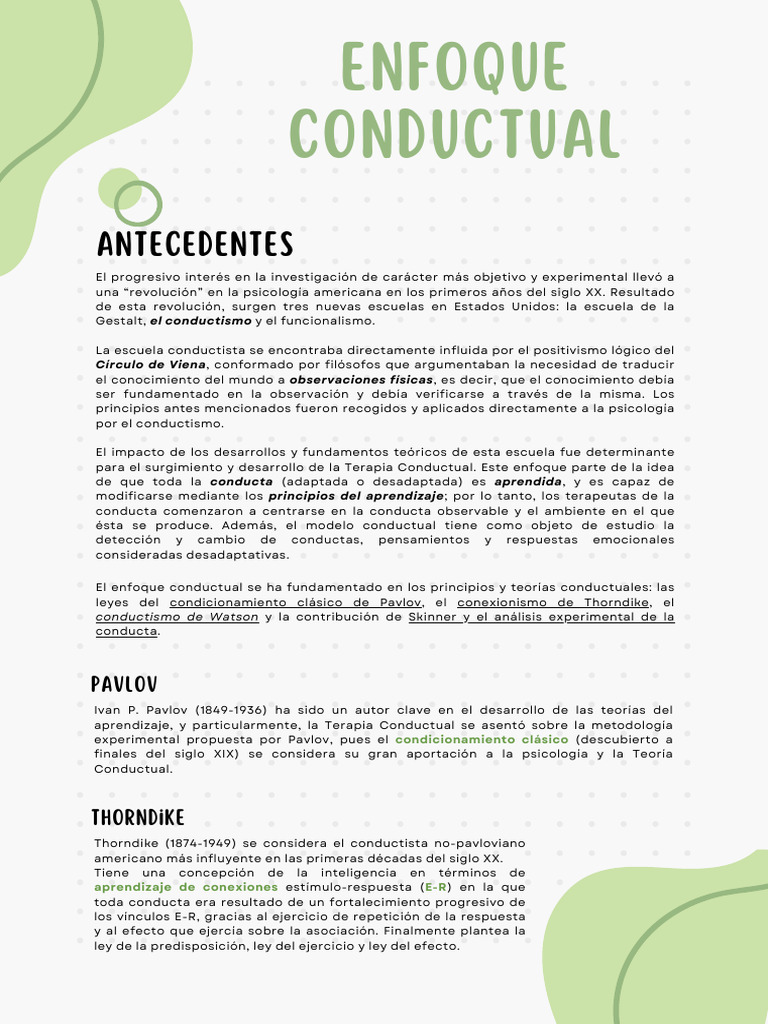 Orígenes del Enfoque Conductual | PDF | Behaviorismo | Condicionamiento ...