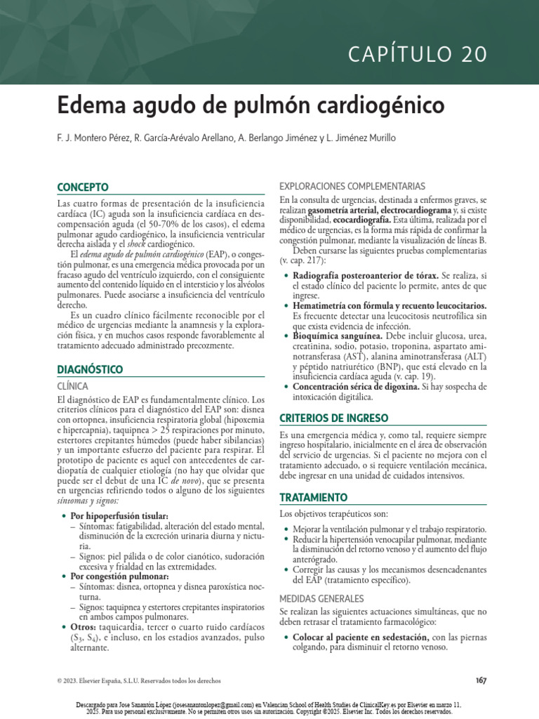 Edema Agudo de Pulmón Cardiogénico | PDF | Insuficiencia cardíaca ...