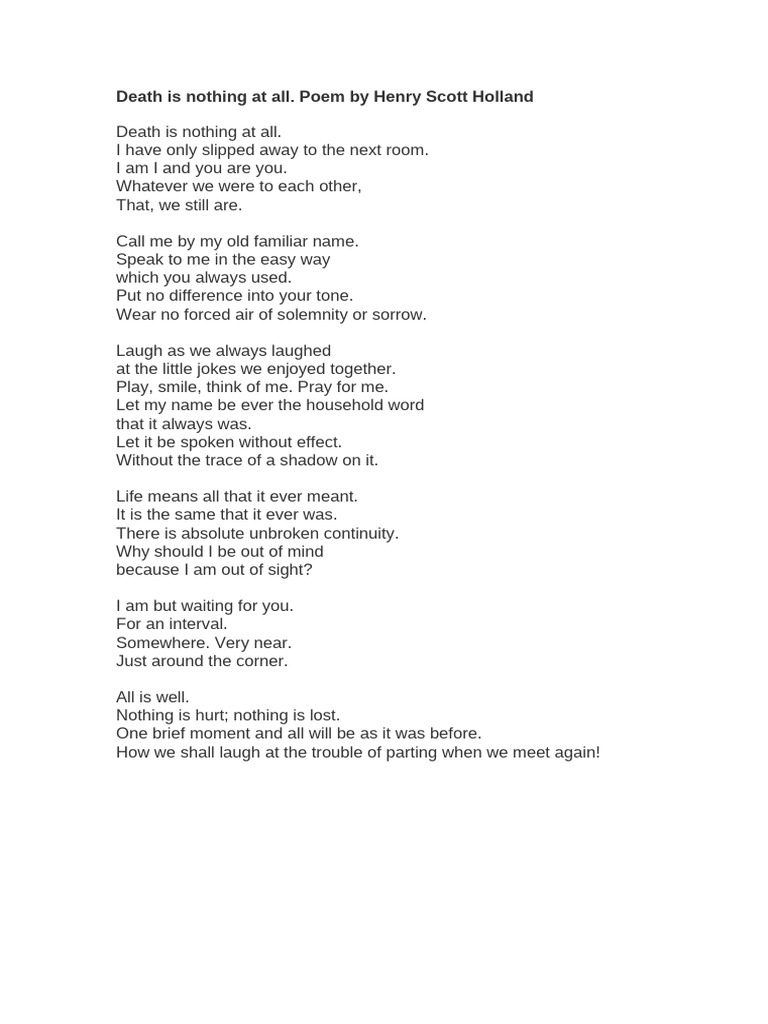 Death Is Nothing at All 1 | PDF