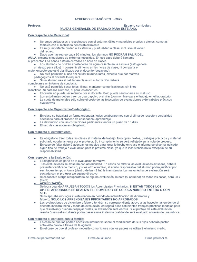 Acuerdo Pedag-Gico 2025 | PDF | Enseñando | Maestros