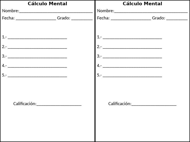 Ejercicios de Cálculo Mental para Estudiantes | PDF