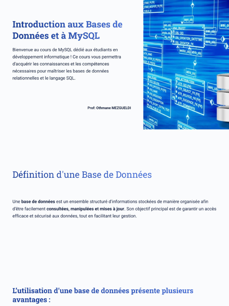Introduction Aux Bases de Donnees Et A MySQL | PDF