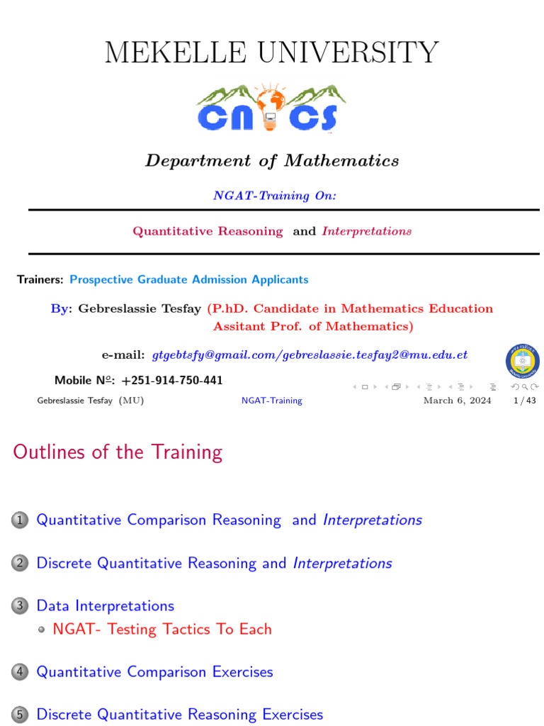 NGAT Training | PDF | Chart | Quantity
