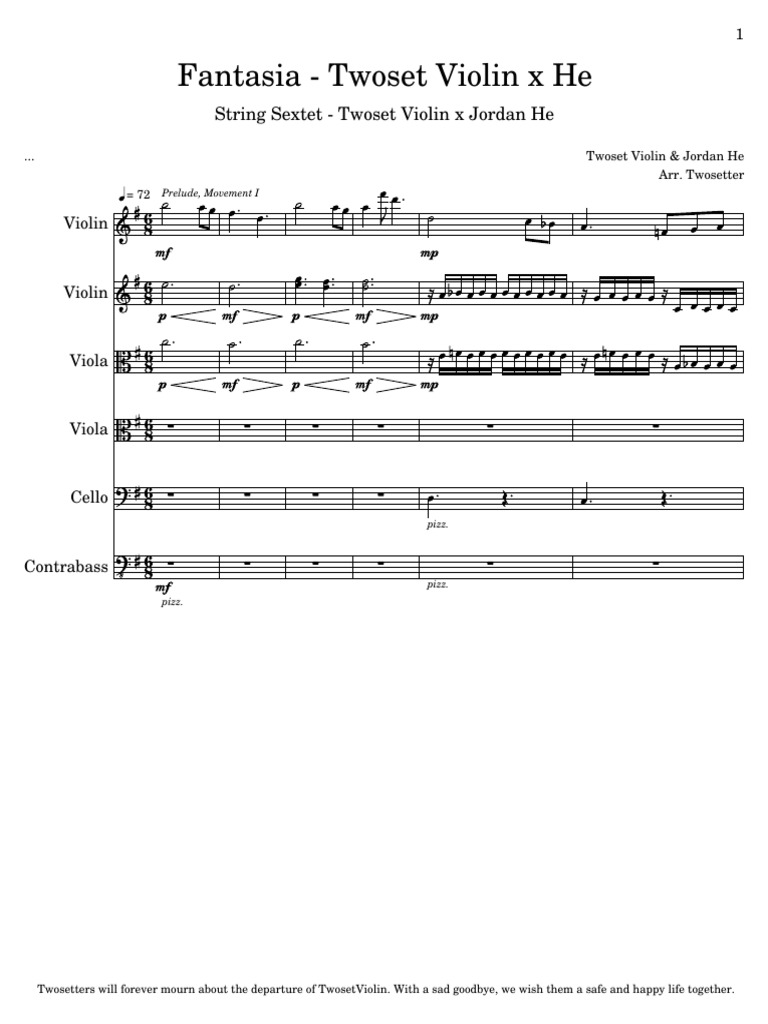 Fantasia - Twoset Violin X He - VER2 | PDF | Violin | Musical Compositions