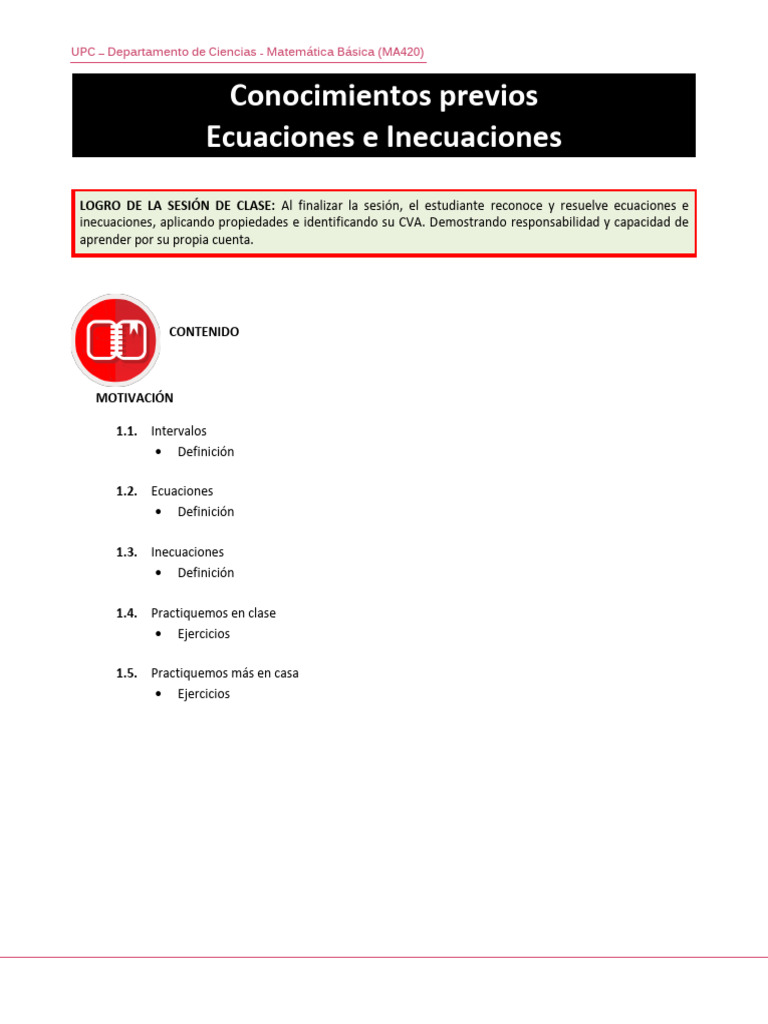 LD0 Ecuaciones e inecuaciones | PDF | Ecuaciones | Objetos matemáticos