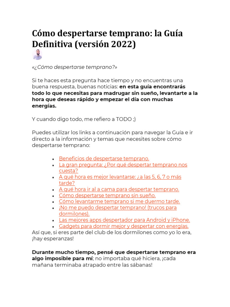 Cómo Despertarse Temprano La Guía Definitiva (Versión 2022) | PDF ...