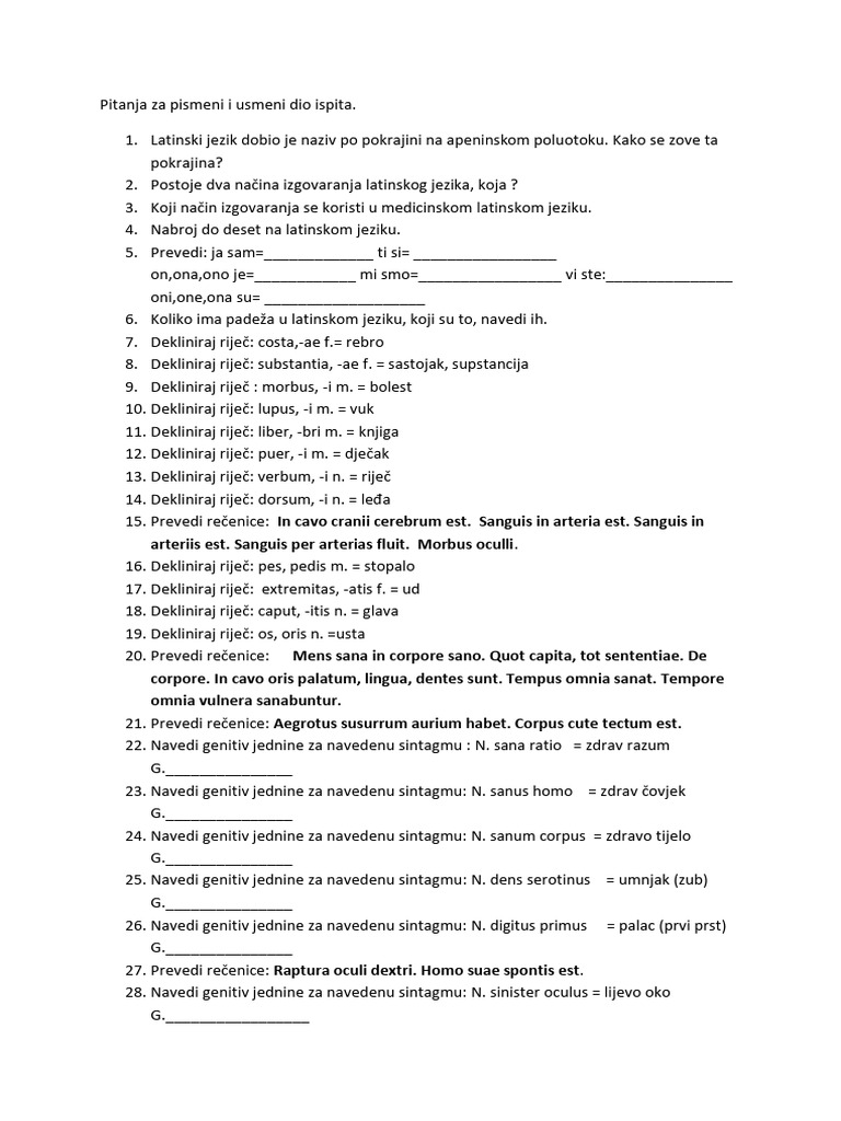 Pitanja Za Pismeni I Usmeni Dio Ispita (2) | PDF