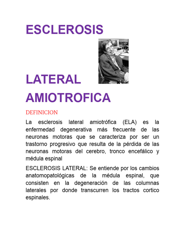 Esclerosis Lateral Amiotrófica: Definición y Diagnóstico | PDF ...