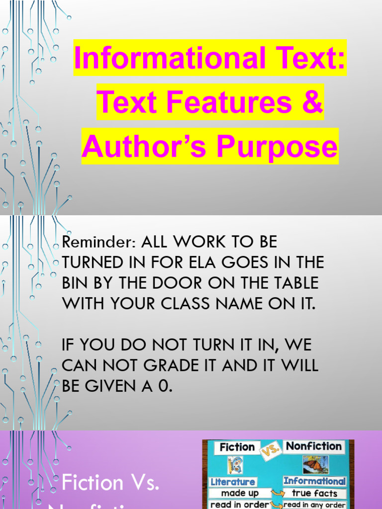 7th Grade Text Features and Authors Purpose Powerpoint | PDF | Non ...