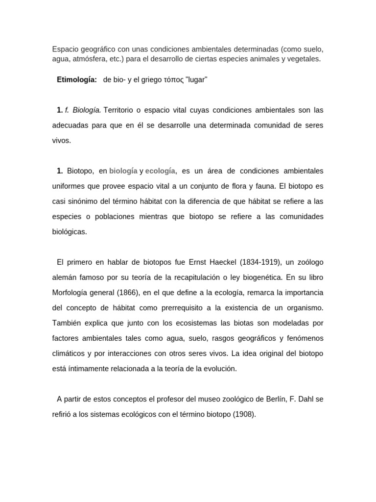 Definición y concepto de biotopo | PDF | Ecología | Ciencias de la Tierra