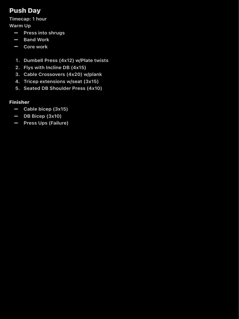 Sample Push Day Workout Routine | PDF
