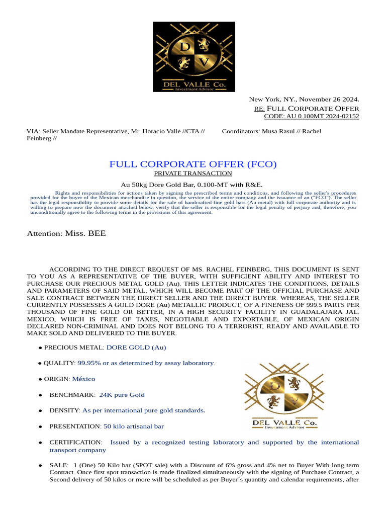 FCO Au Gold - Bee (Rachel Feinberg) 0 | PDF | Procurement