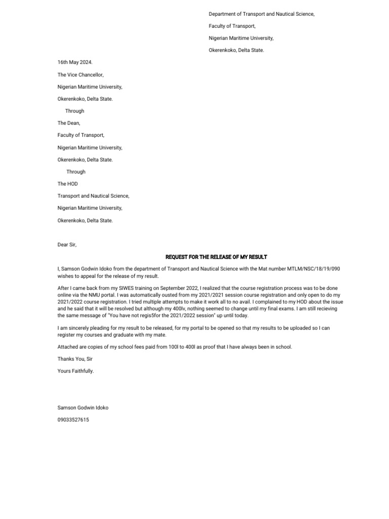 SAMSON GODWIN LETTER | PDF