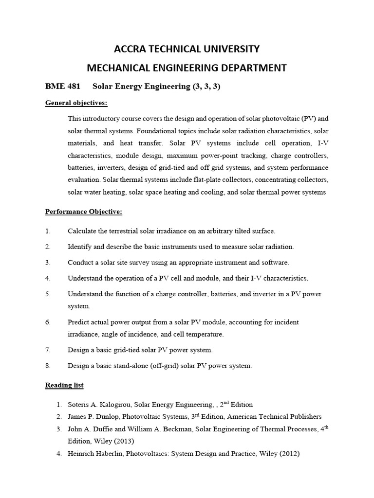 Course Outline-BME 481 | PDF