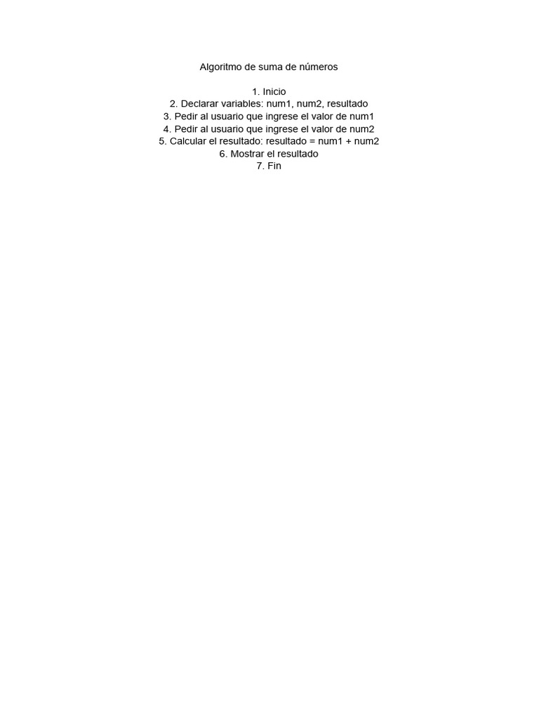 Documento 1 - Algoritmo de Suma de Números | PDF