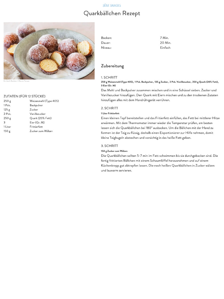 Quarkbaellchen Rezept | PDF