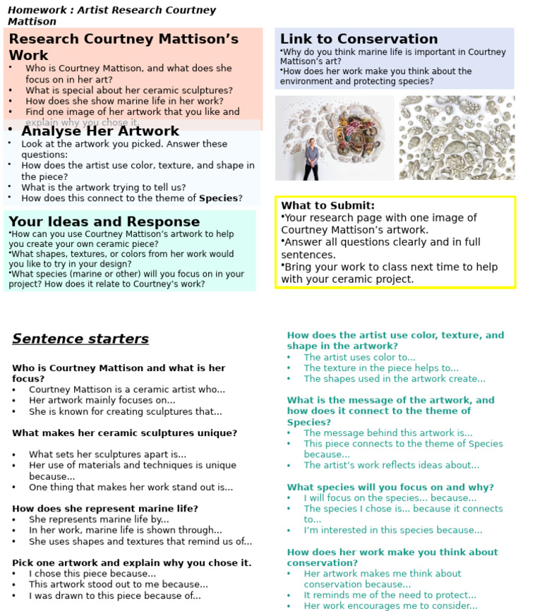 Homework Artist Research Courtney Mattison | PDF | The Arts