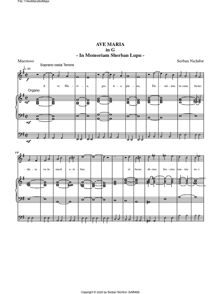 Serban Nichifor: Ave Maria in G | PDF